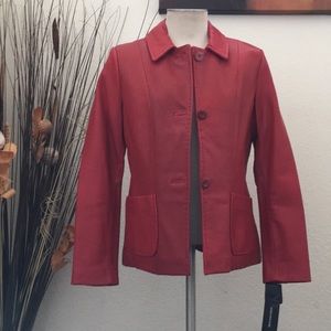 Jones New York | Jackets & Coats | Jones New York Red Genuine Leather ...